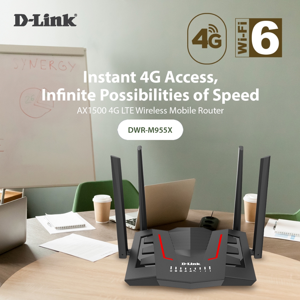 D-Link DWR-M955X Wireless 4G Cat4 LTE WiFi 6 AX1500 Gigabit Mobile ...