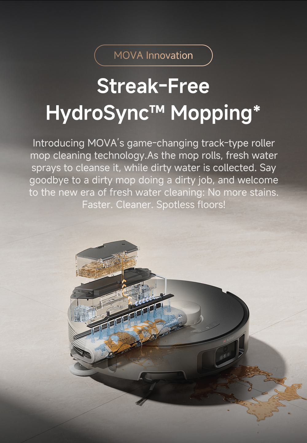 MOVA Z50 Ultra Robot Vacuum | D-Shape Roller Brush | 19,000Pa ...
