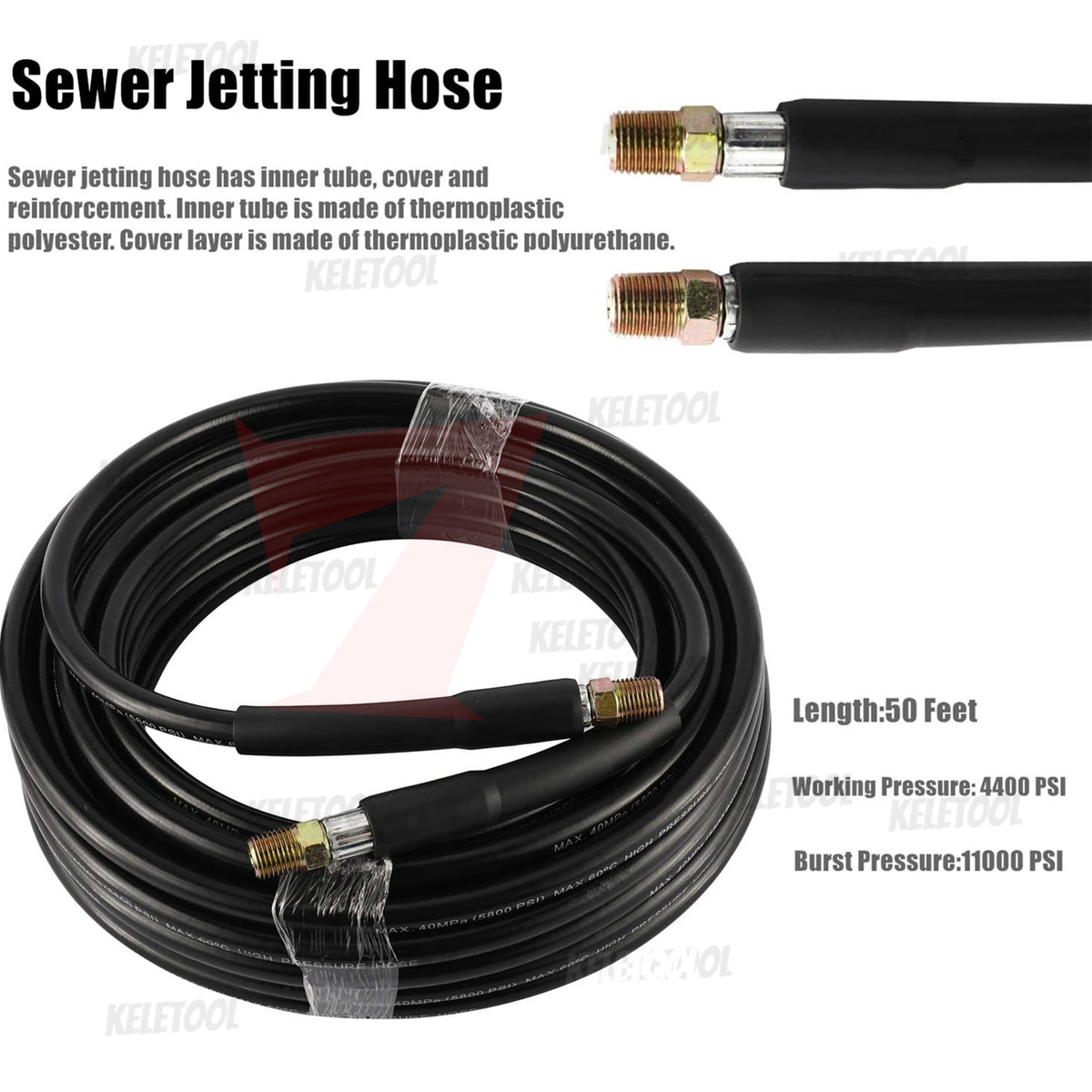 6in1 sewer jetter kit Sewer water jet hose pressure jet cleaner pipe ...