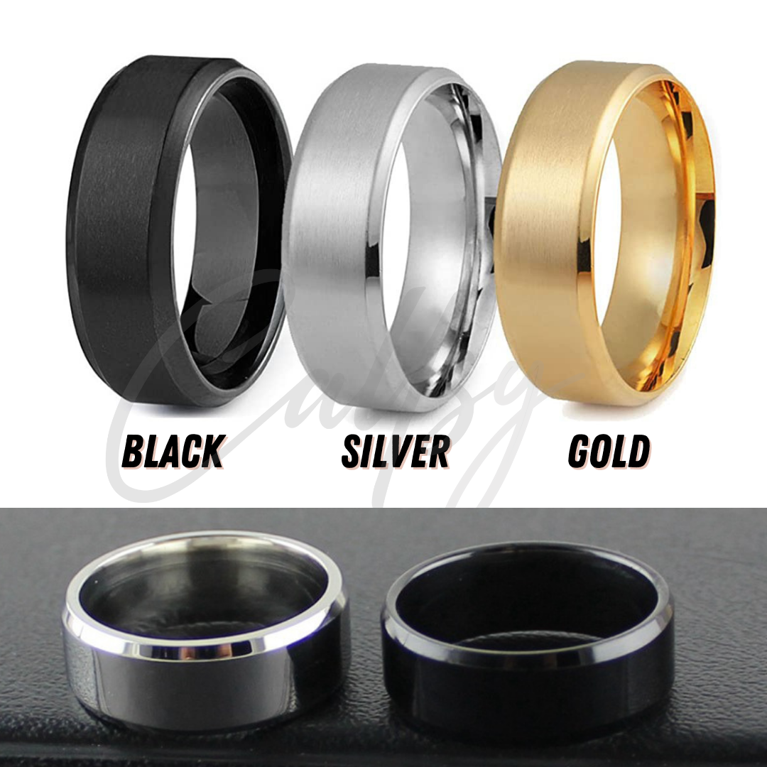 8mm Matte Ring Stainless Steel Men Fashion Black Rings Titanium Unisex ...