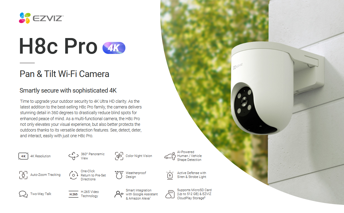 Ezviz H8C Pro 8MP/5MP/4MP/H6C Pro 8MP/H8 Pro Pan Tilt 360 Outdoor ...