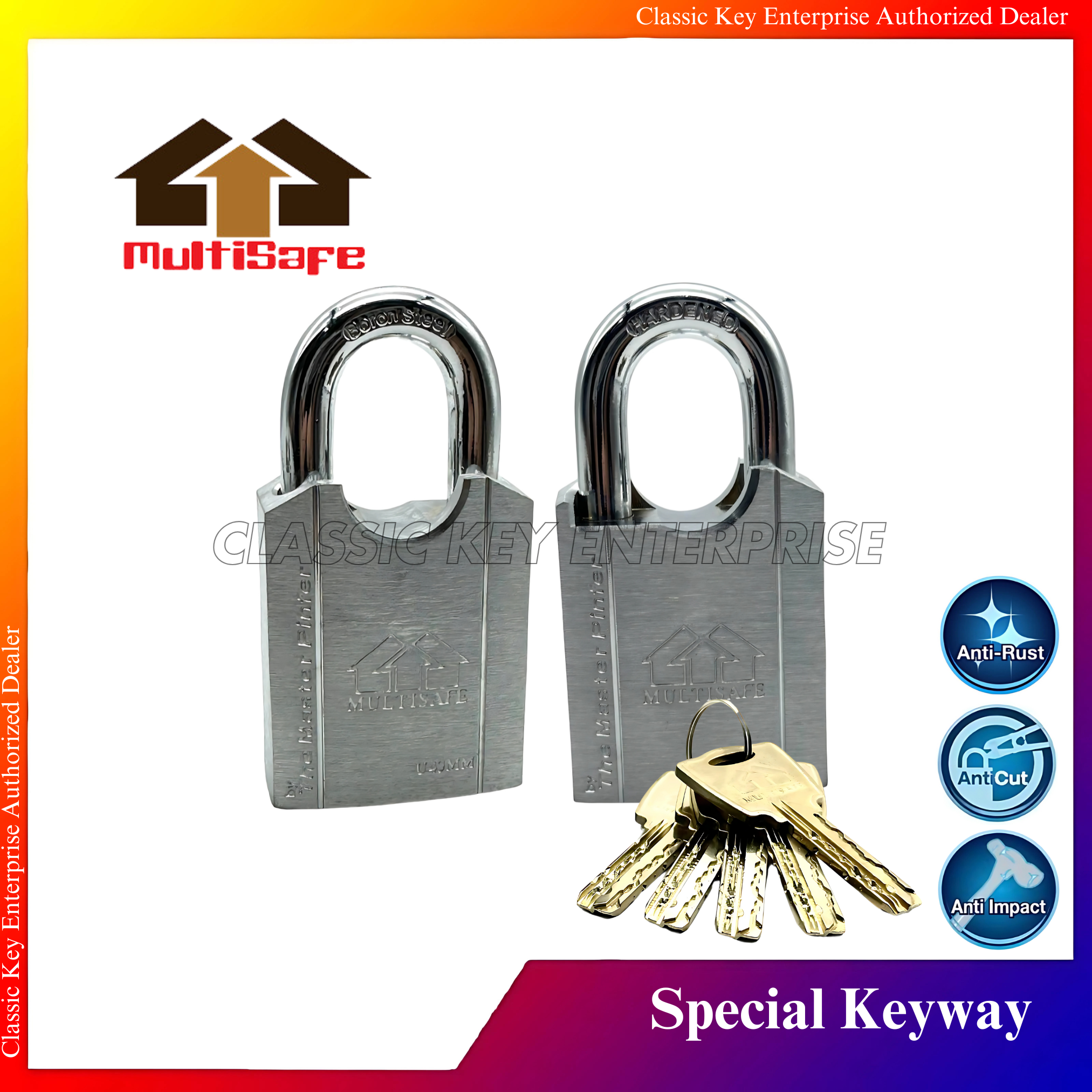MULTISAFE PADLOCK SIZE 46MM HEAVY DUTY ANTI CUT / ANTI RUST / ANTI DRILL | Shopee Malaysia