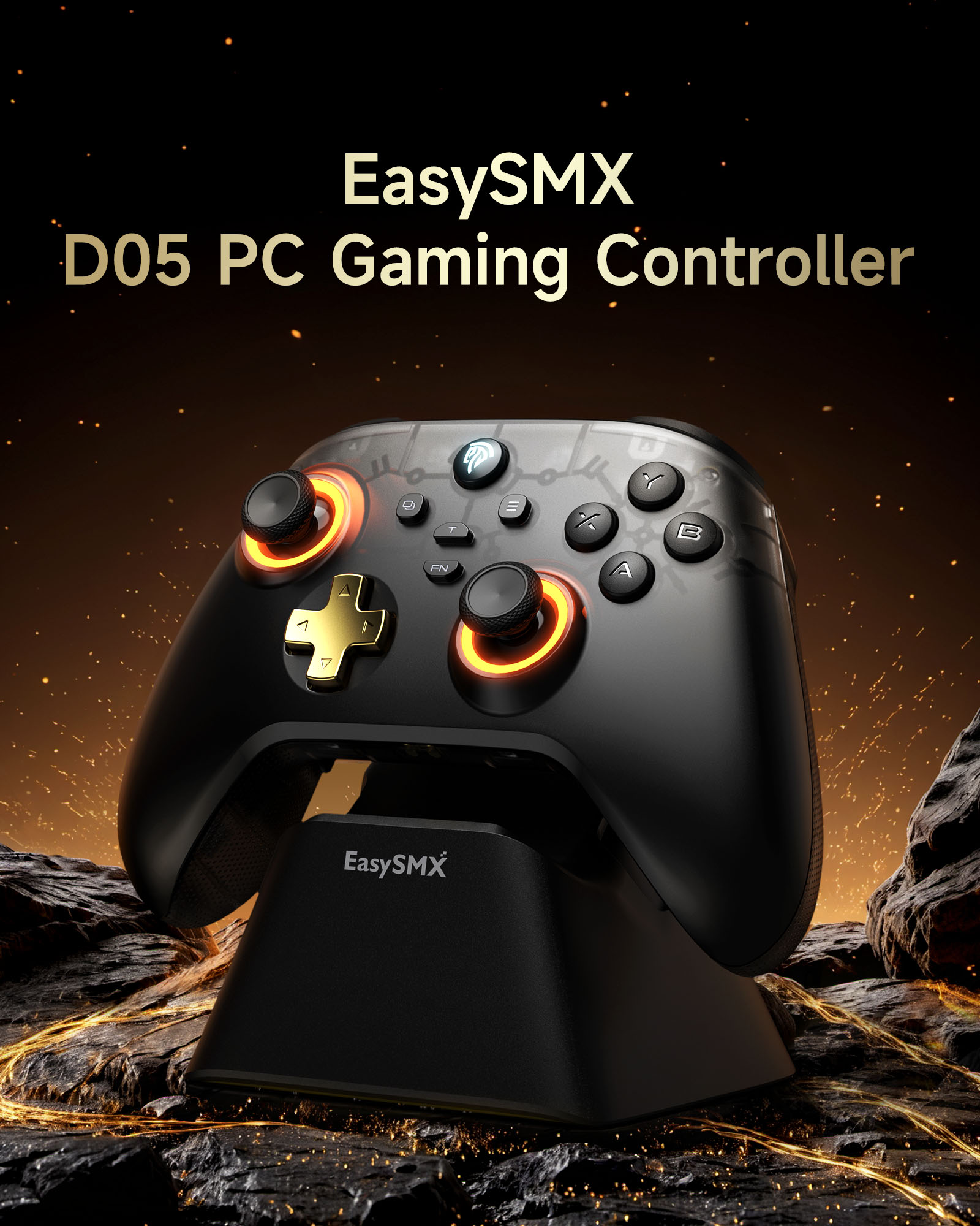 【New】EasySMX D05 Wireless Game Controller Gamepad RGB Hall Effect ...