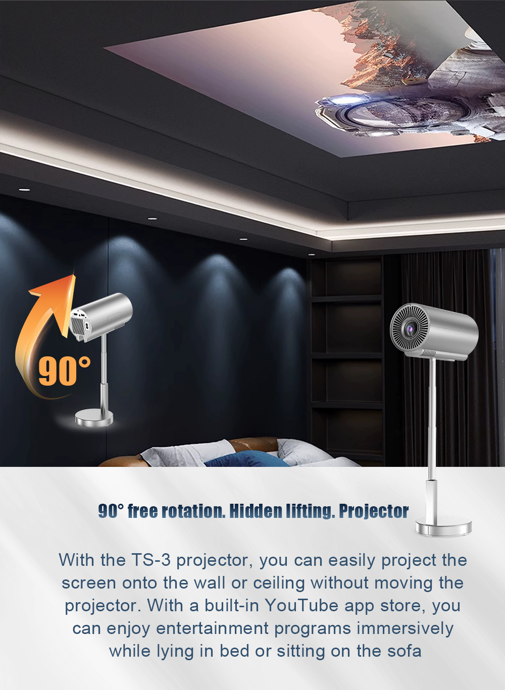 4K Projector 90°flip Full HD 1080P LCD Home Smart Projector For laptop ...