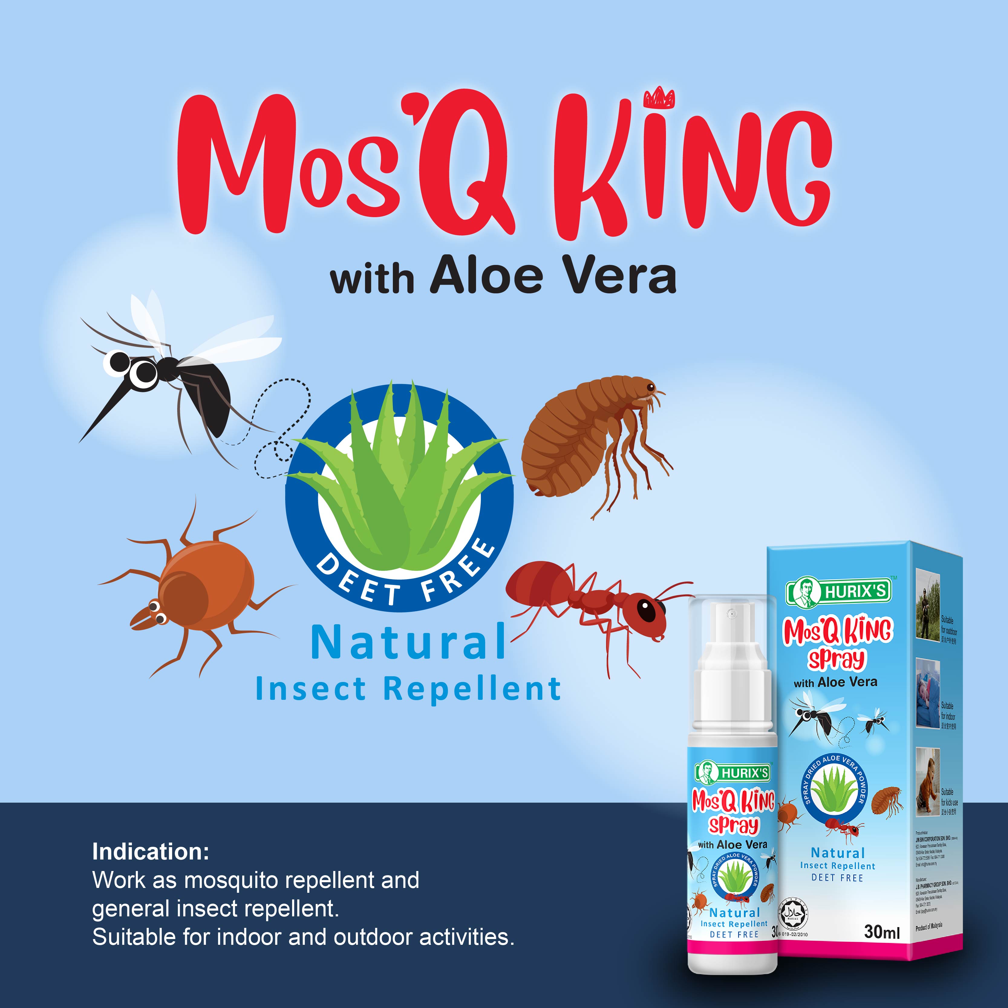 HURIX'S Mos'Q King Spray (with Aloe Vera) 30ml - Natural Insect ...