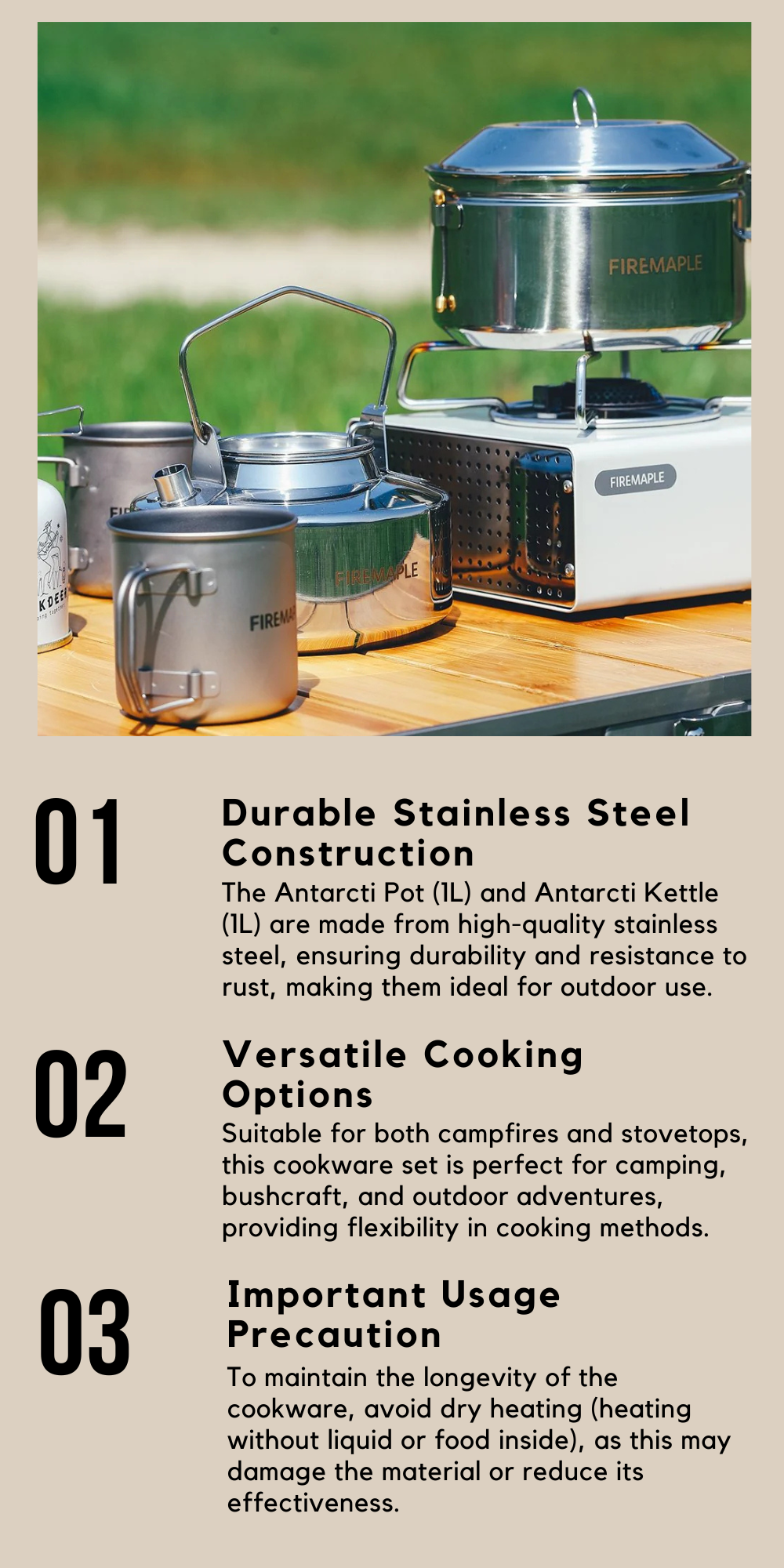 FIREMAPLE Antarcti Stainless Steel Cookware | Shopee Malaysia