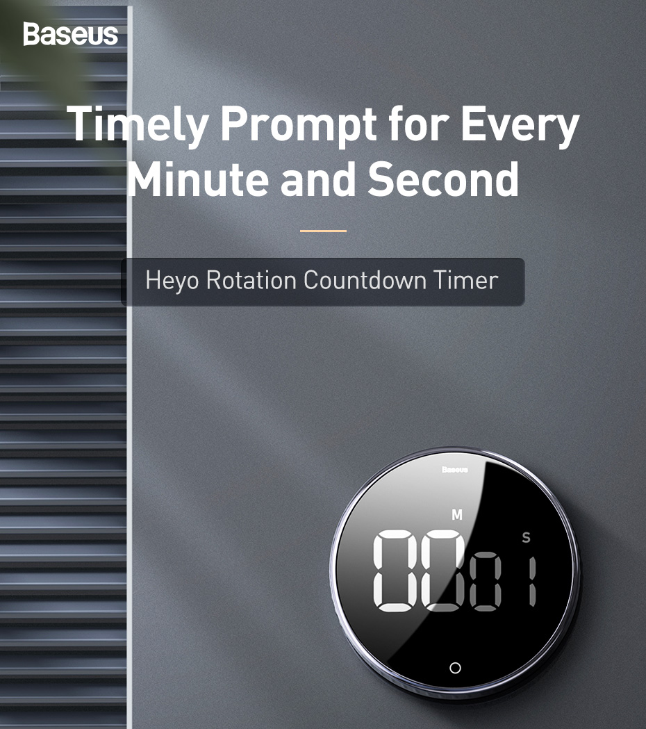 Baseus LED Digital Magnetic Kitchen Rotation Countdown Timer Countdown ...