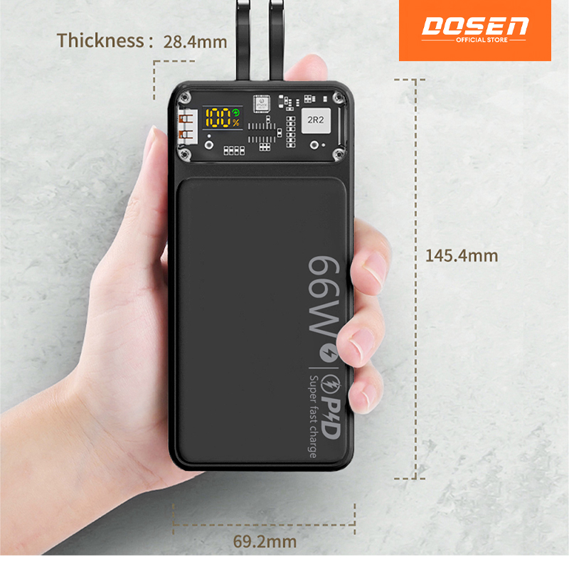 DOSEN DX160 Power Bank PD66W Fast Charging Type-C Input USB Comes with ...