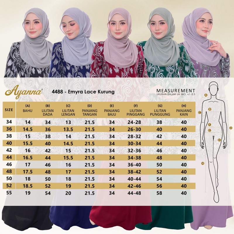 Emyra Baju Kurung Moden Lace🔥 Baju Raya Sedondon Plussize Plain Navy ...