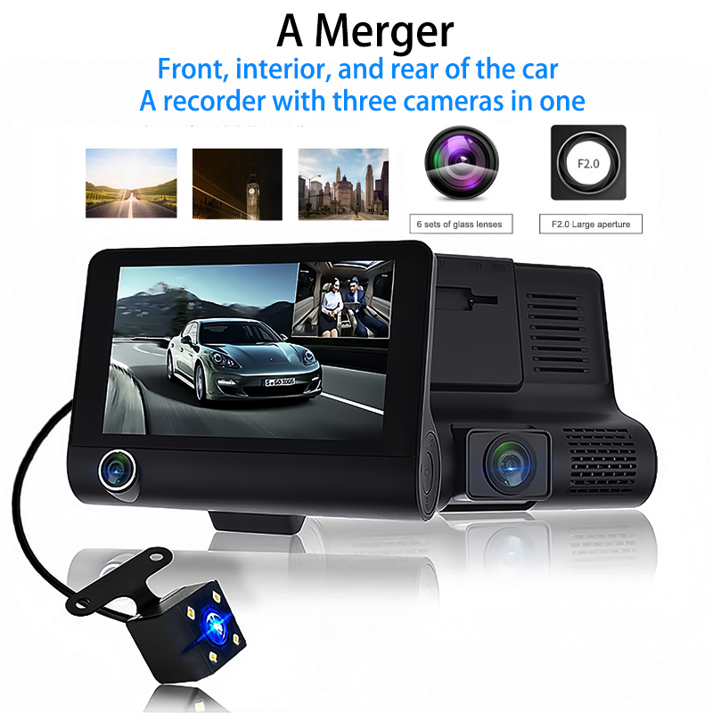 DOSEN A1 Triple Lens 3 Camera Wifi HD 1080P Dashcam Front Cam + Inner ...