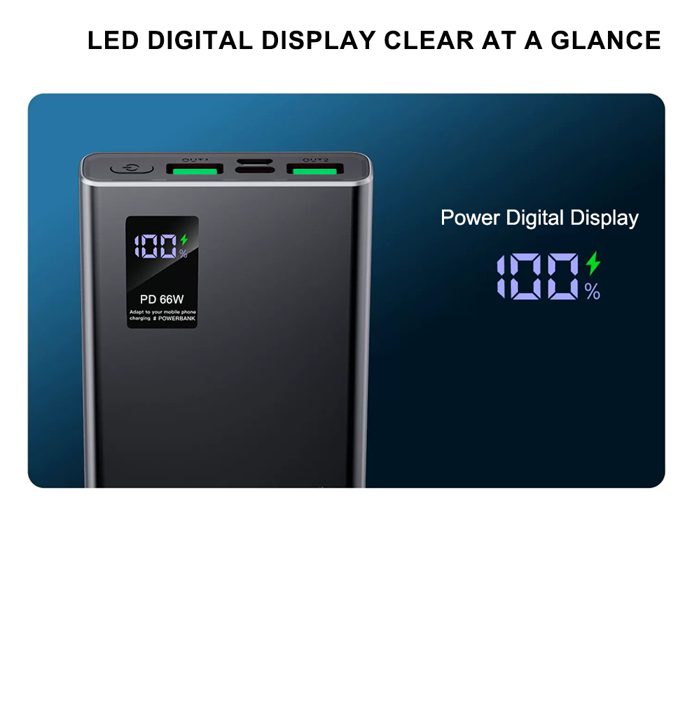 V380 PRO Power Bank PD Fast Charging All USB Output Ports Digital Display For Phone (12000mAh ...