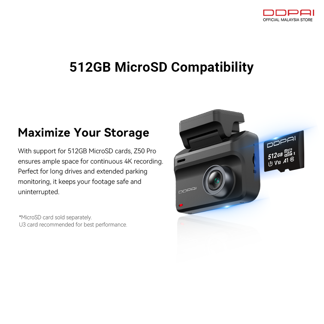 DDPAI Z50 Pro 4K GPS Front & Rear Super Capacitor Dash Cam with 4G ...