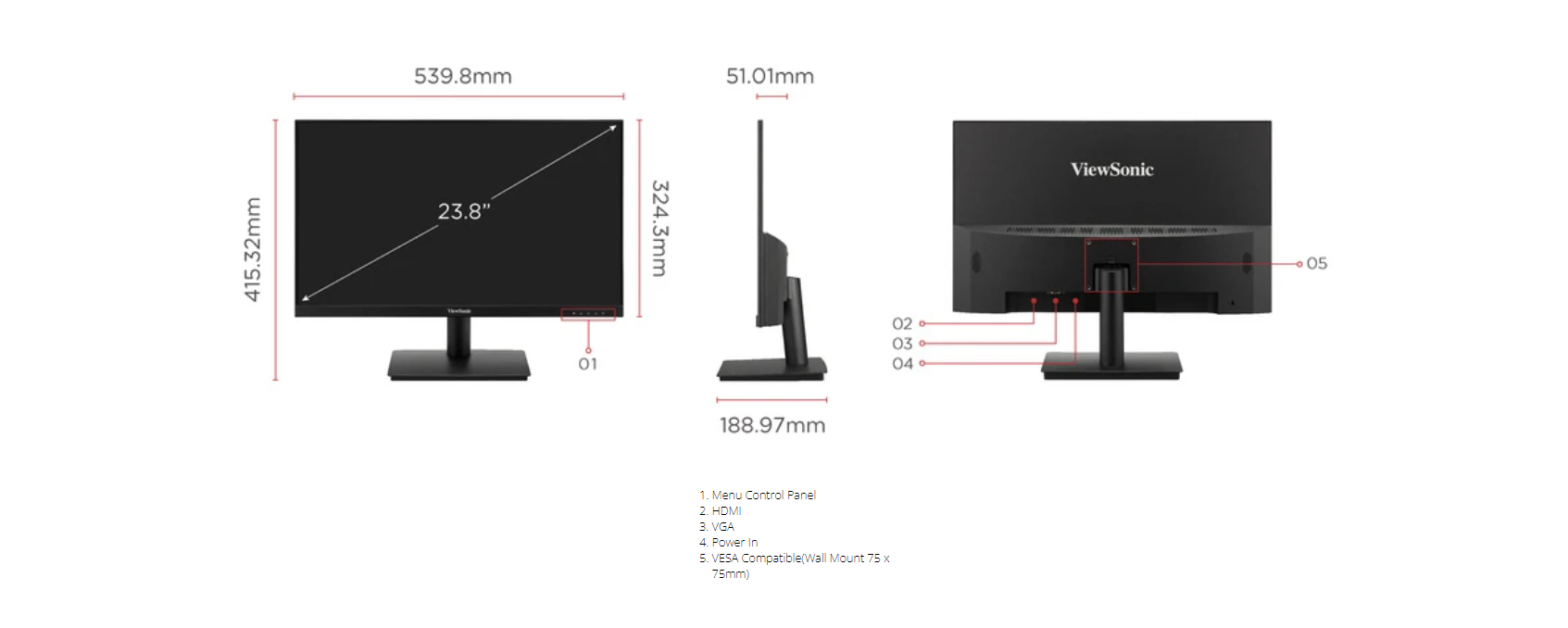 ViewSonic VA240A-H (24") / VA270A-H / VA270-H-2 (27") Full HD IPS ...