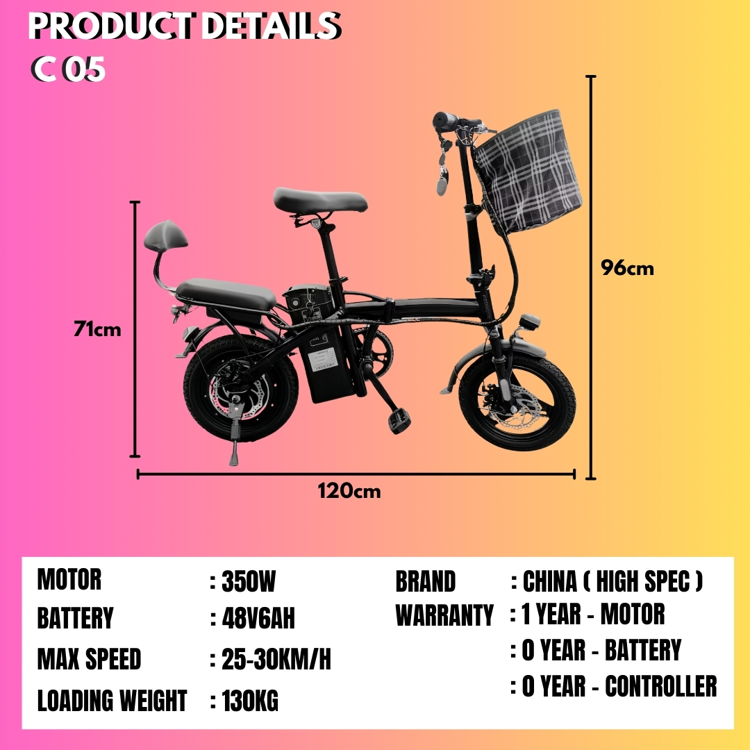 AZ Basikal Elektrik Lipat Ringan untuk Dewasa C05 Foldable E-Bike Malaysia | Shopee Malaysia
