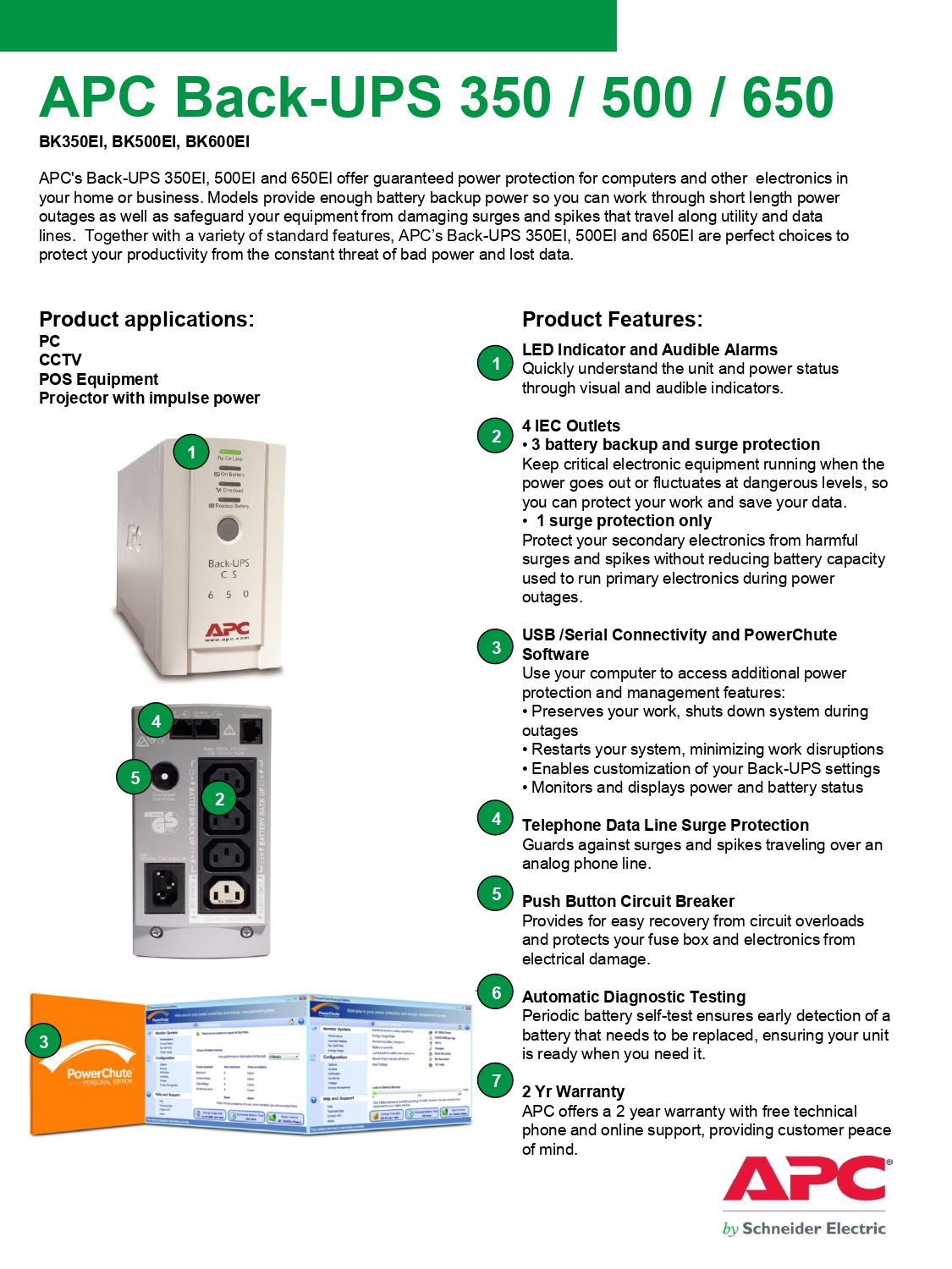 APC UPS BK350EI 350VA, 210W, TOWER, 230V BACK-UPS WITH BATTERY BACKUP ...