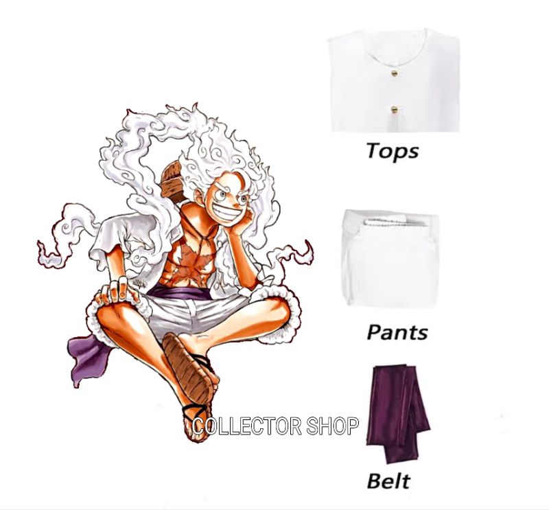 Anime One Piece Luffy Gear 5 Cosplay Cheap Set Baju Luffy | Shopee Malaysia