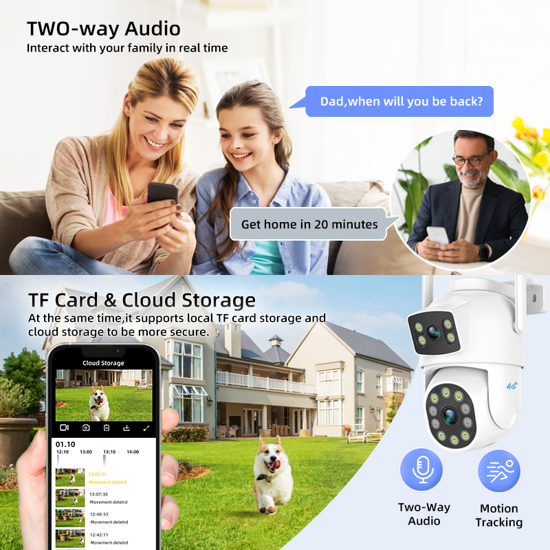 V380 4G CCTV 2MP Dual Lens Security IP CCTV Camera Wireless Outdoor ...