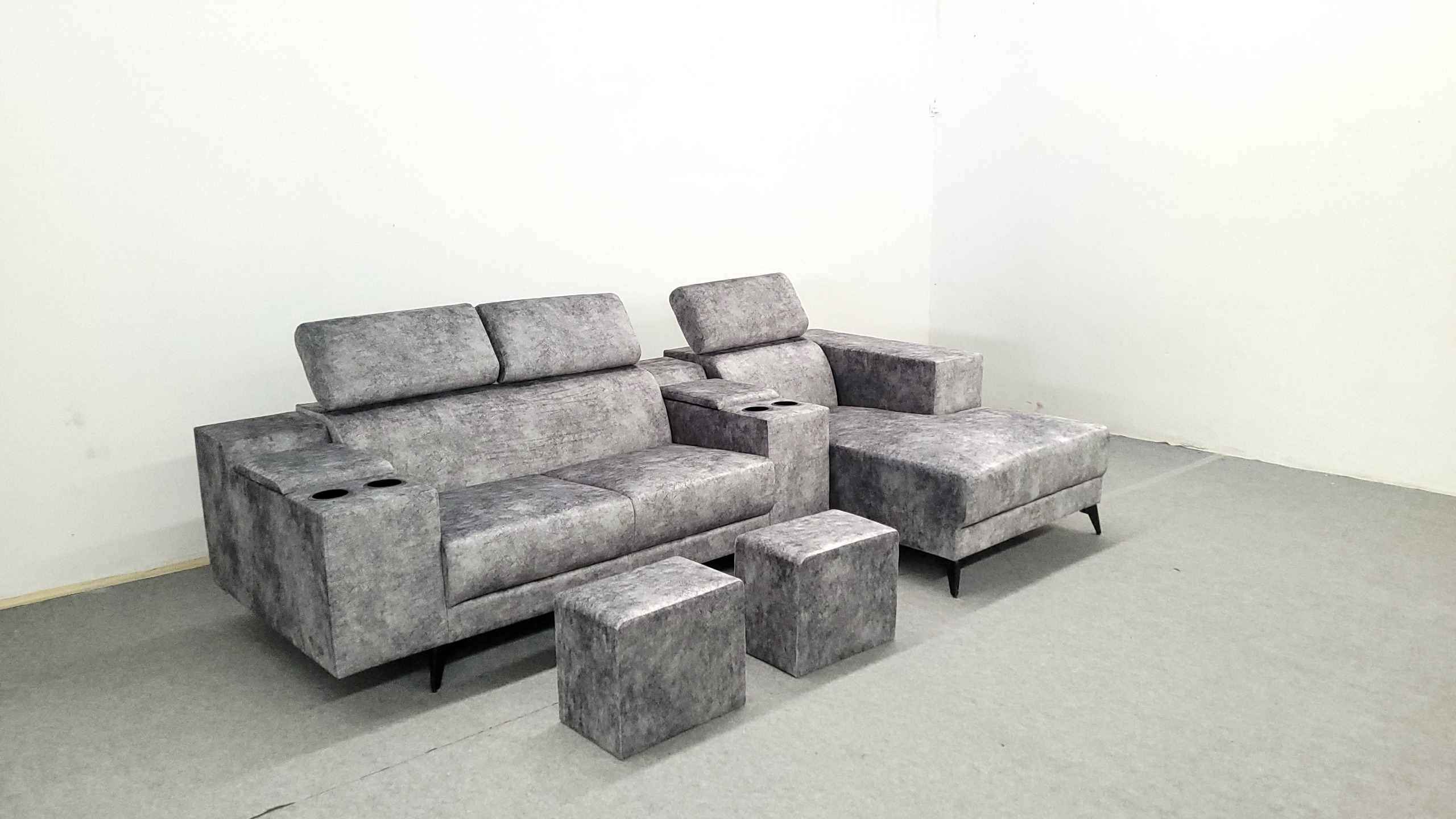 Free Pasang/ L-Shape Sofa/Velvet Fabric Water Proof/3Seater Sofa ...