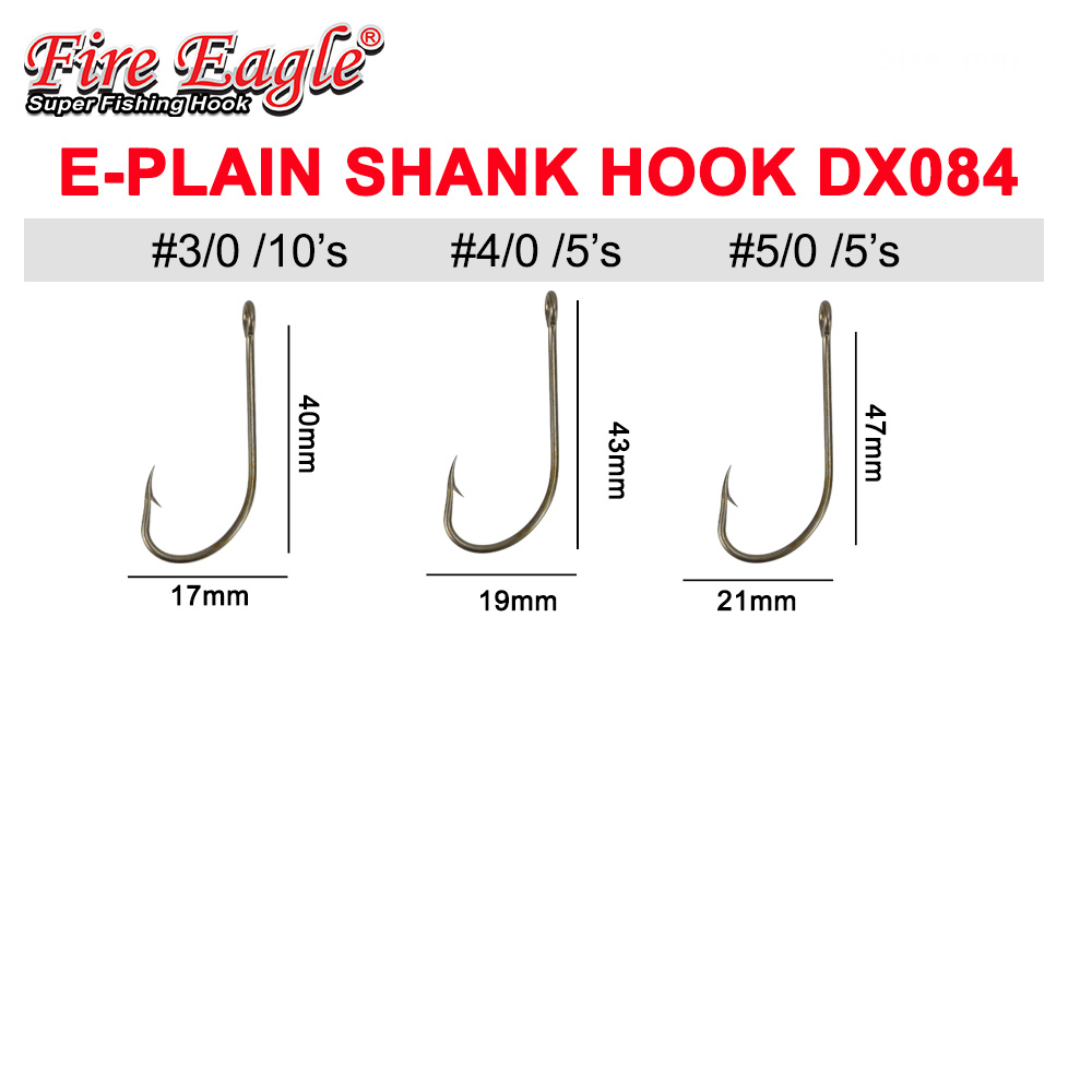(5's-10's) Fire Eagle E-Plain Shank Hook DX084 Fishing Hook Matakail ...