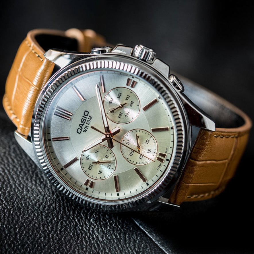 CASIO Man Watch MTP-1375L Multi Hands Fluted Bezel Quartz Analog ...