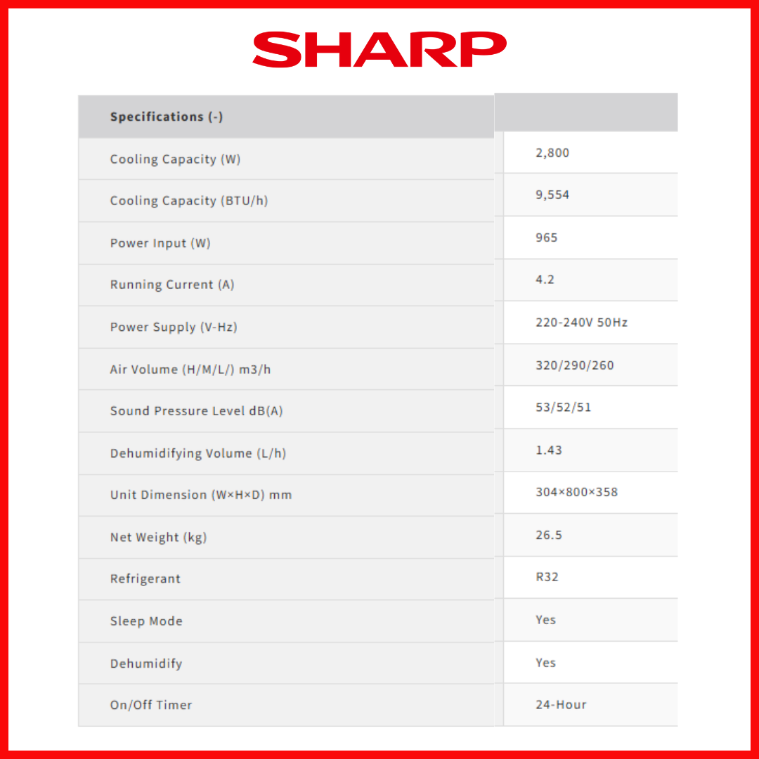 Sharp Portable Air Conditioner 1.0HP R32 CVH10YD NEW-SB | Shopee Malaysia