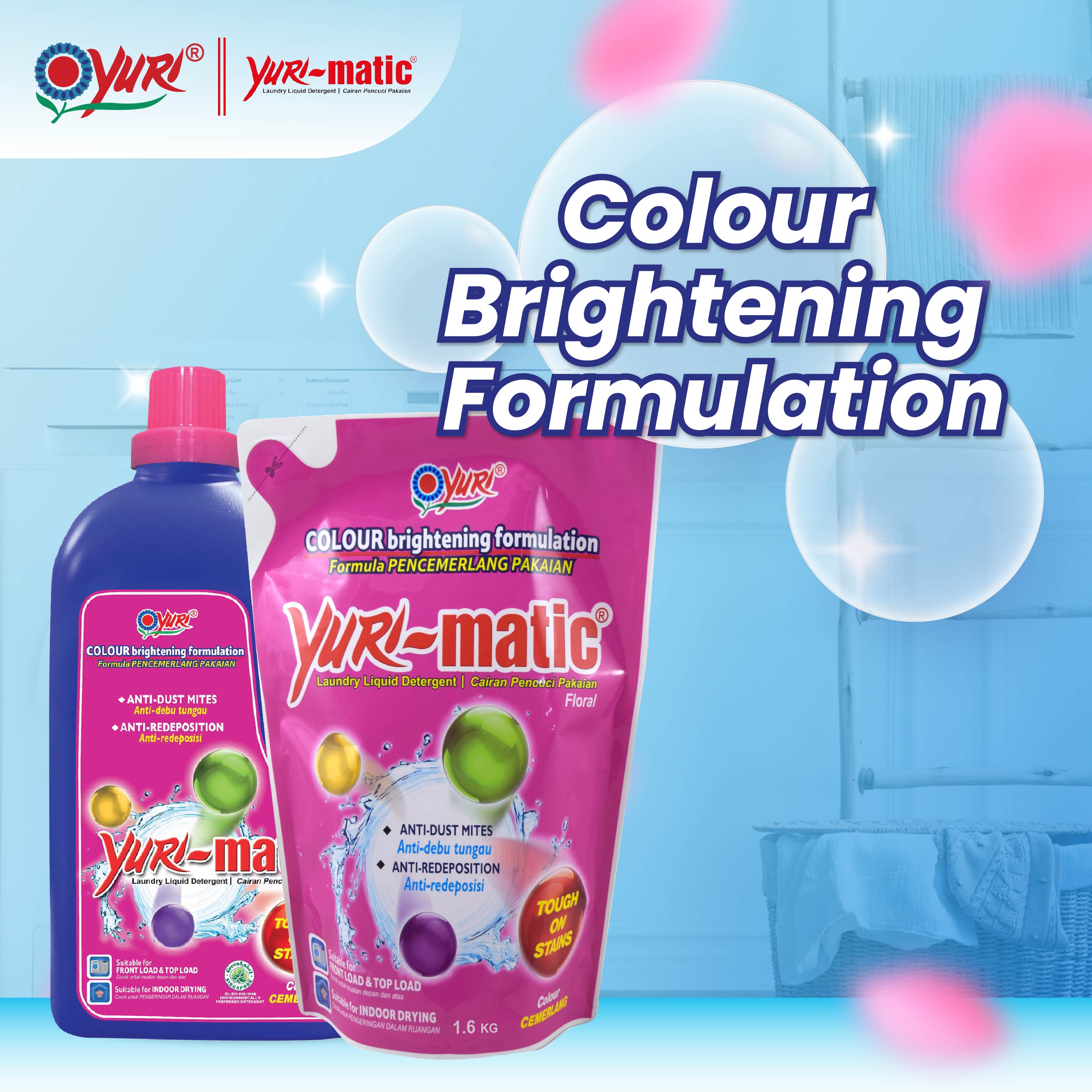 [Carton Deal] Yuri-matic Antibacterial Laundry Detergent 1.6Kg x6 (Free ...