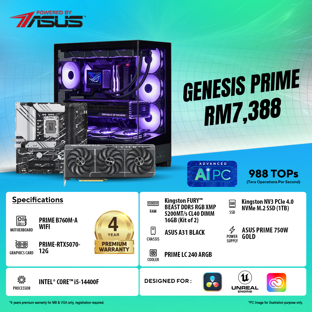[Pre-Order] Asus Genesis Prime Set by Intel i5-14400F With RTX5070 12G ...