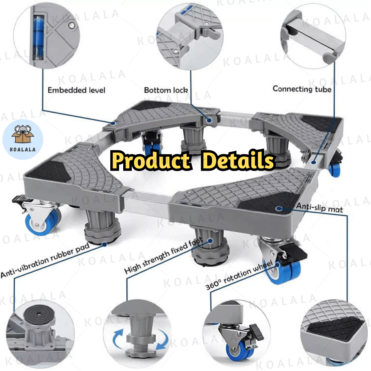 Heavy Duty Stainless Steel Washing Machine Stand Roller Wheels Stand ...
