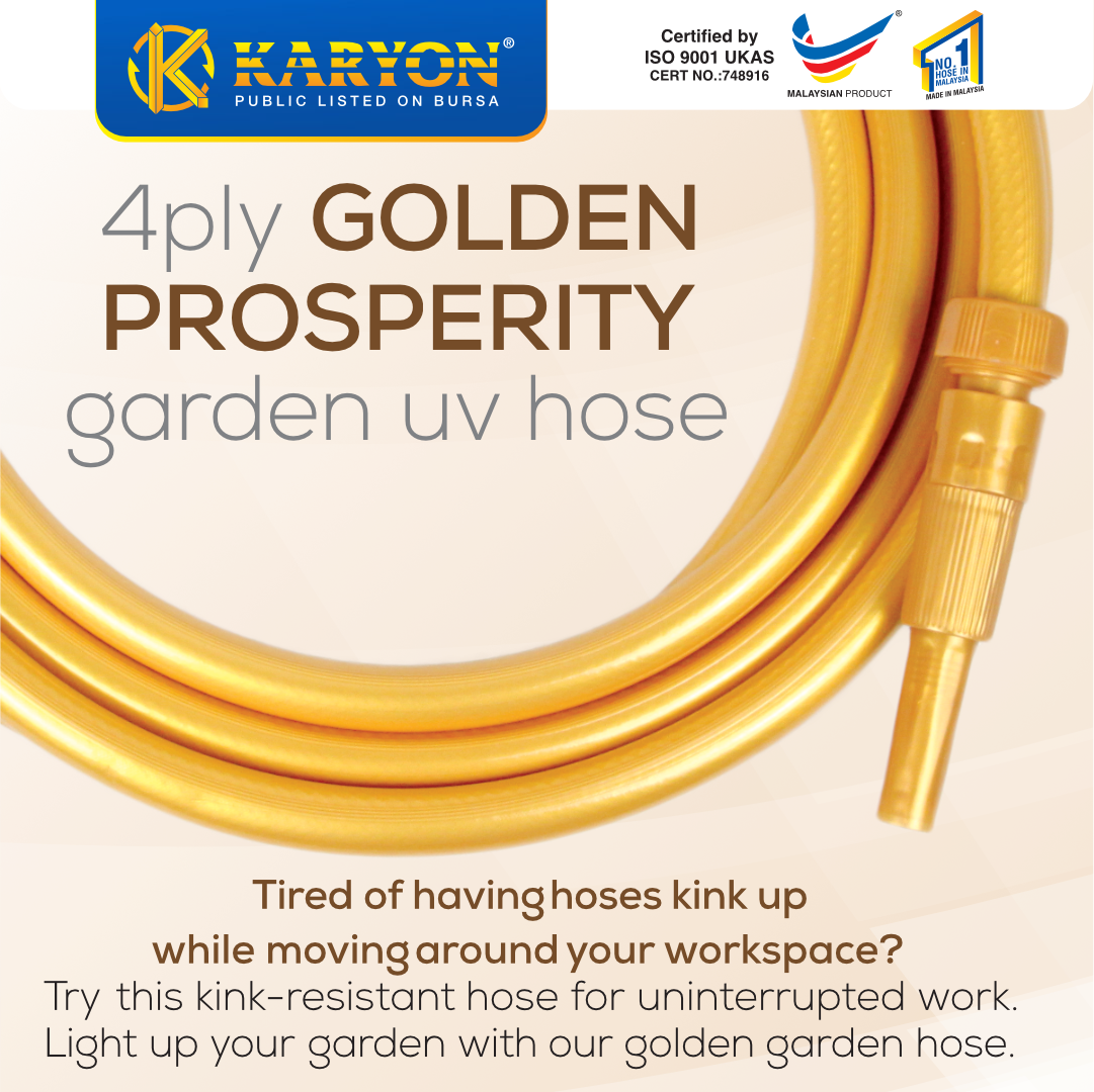 Karyon® Golden Prosperity 4Ply Garden UV Hose Kink-Resistant, Durable ...