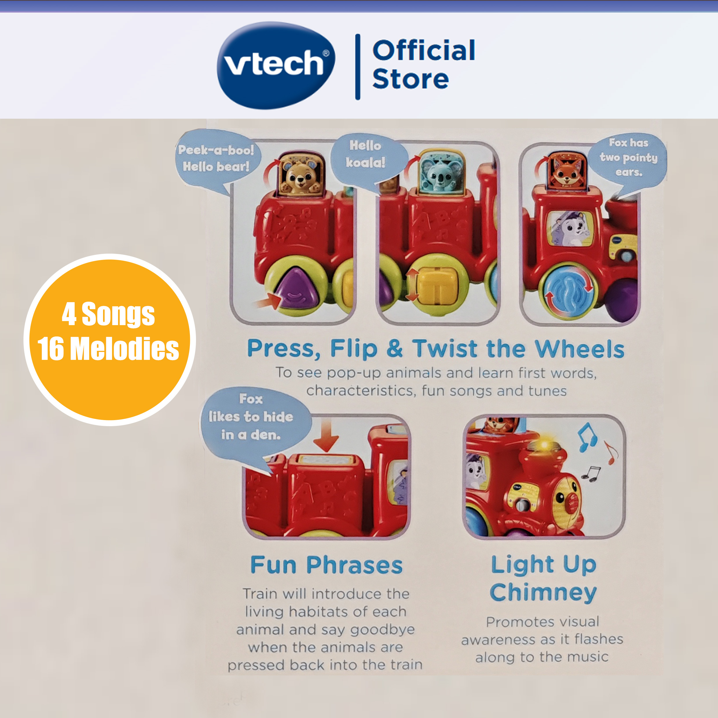 VTech Pop and Sing Animal Train Pull Toys Vehicle Toys 6 months 9 ...