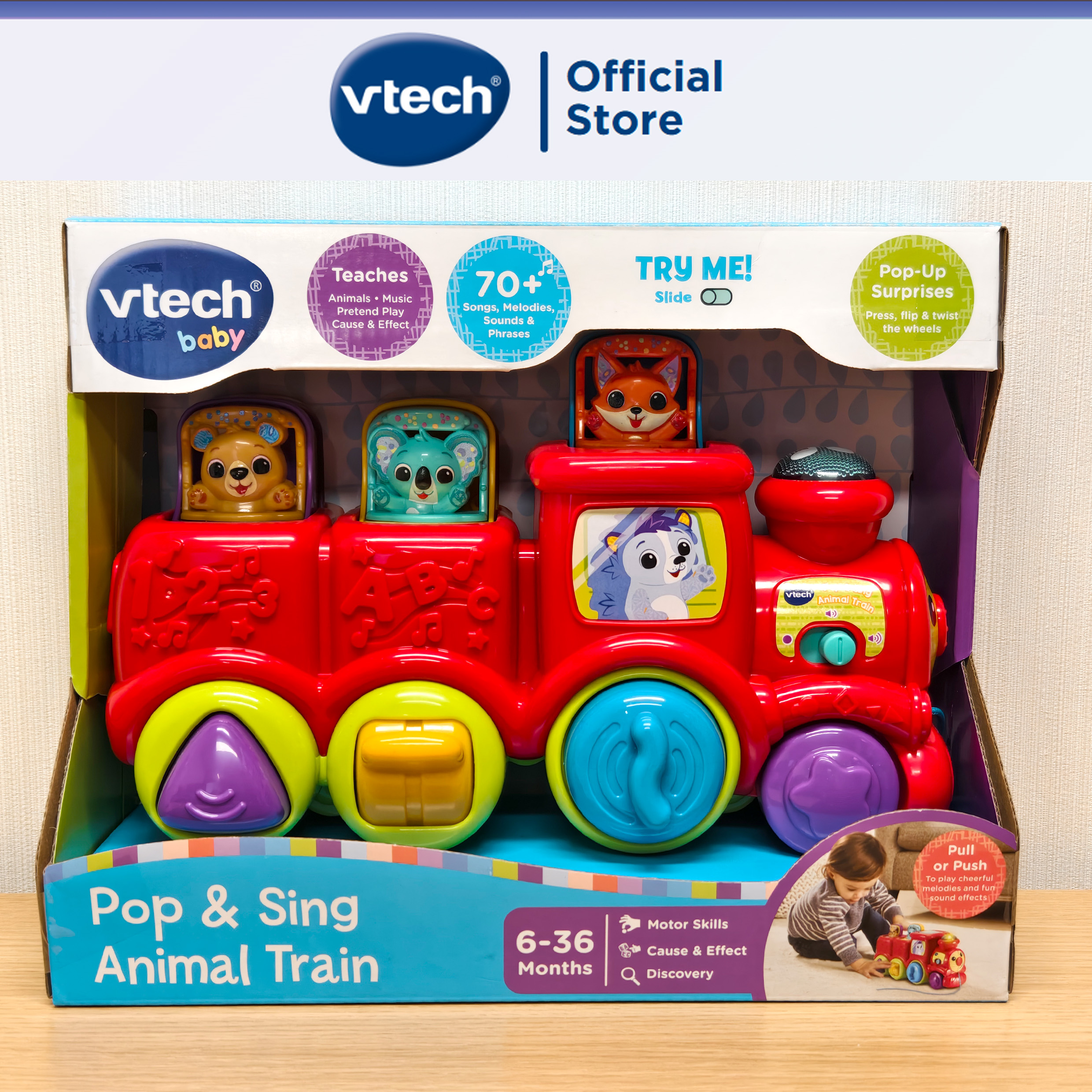 VTech Pop and Sing Animal Train Pull Toys Vehicle Toys 6 months 9 ...