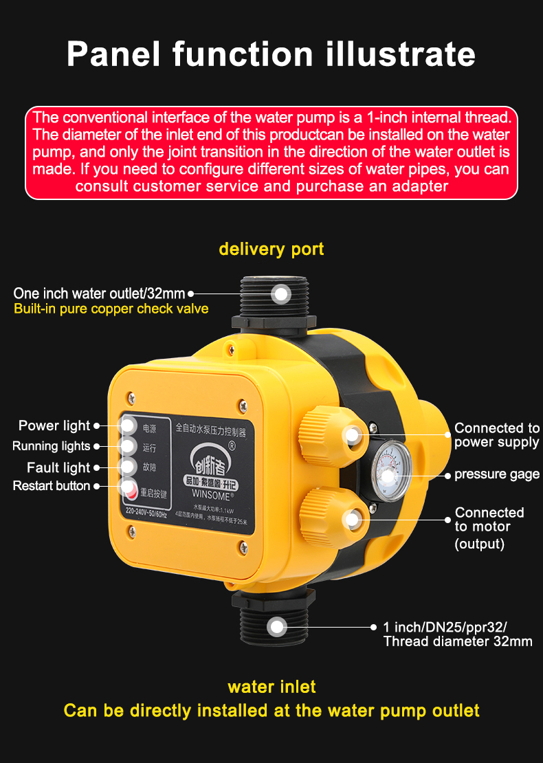 1500W Automatic Water Pump Pressure 220V elf-priming Water Pressure ...