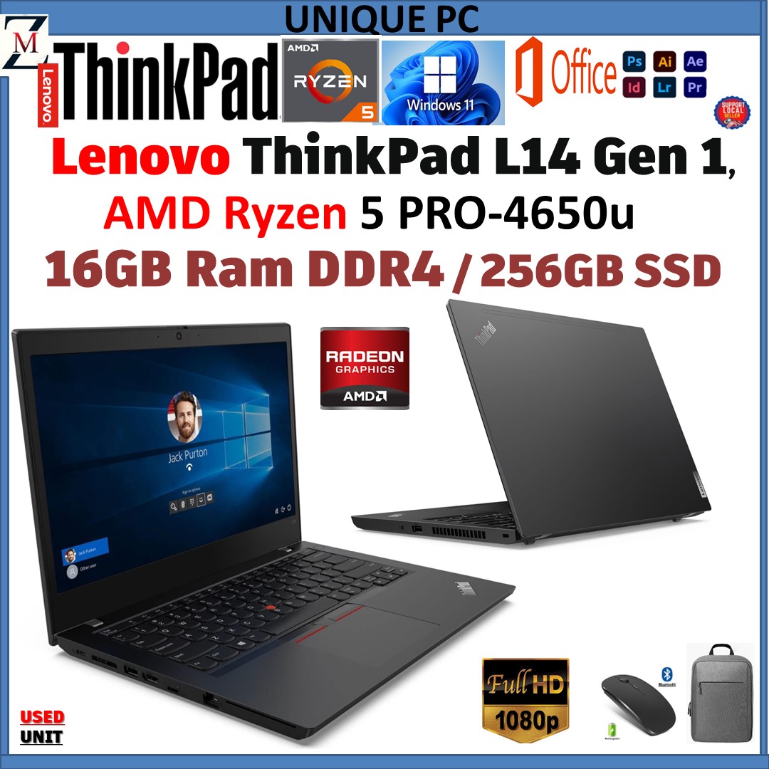 Lenovo ThinkPad T14 (GEN 1) L14 (GEN 1) AMD RYZEN 5 PRO 16GB RAM/512GB ...