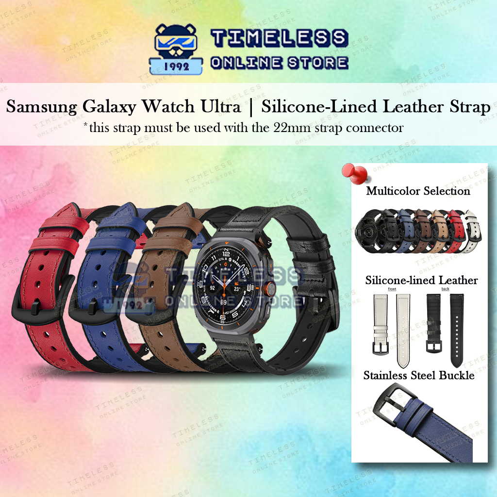 🇲🇾 Samsung Galaxy Watch Ultra Strap, Silicone-Lined Leather Series 22mm ...
