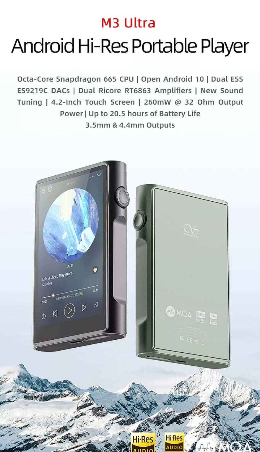 Shanling M3 Ultra, Digital Audio Player: ES9219C DAC, RT6863 AMP ...