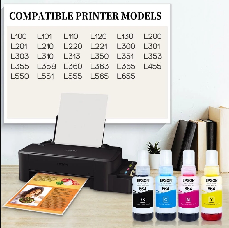 ORIGINAL EPSON T664 664 BLACK CYAN MAGENTA YELLOW Series for Printer ...