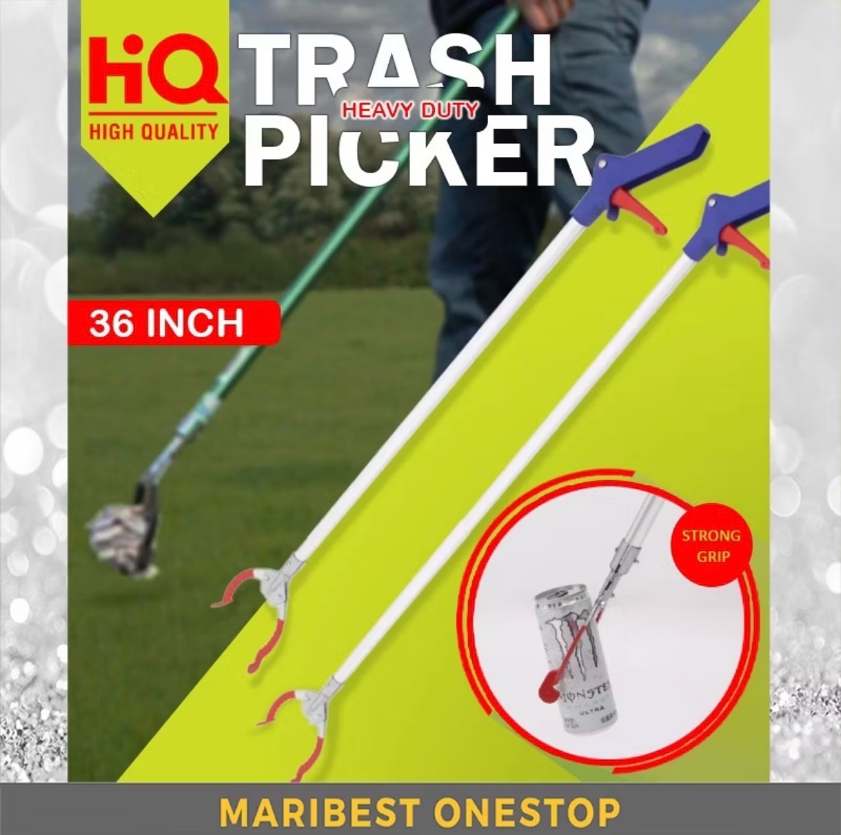 Garbage Picker Heavy Duty 36 INCH Rubbish Reacher Grabber Picker Pick ...
