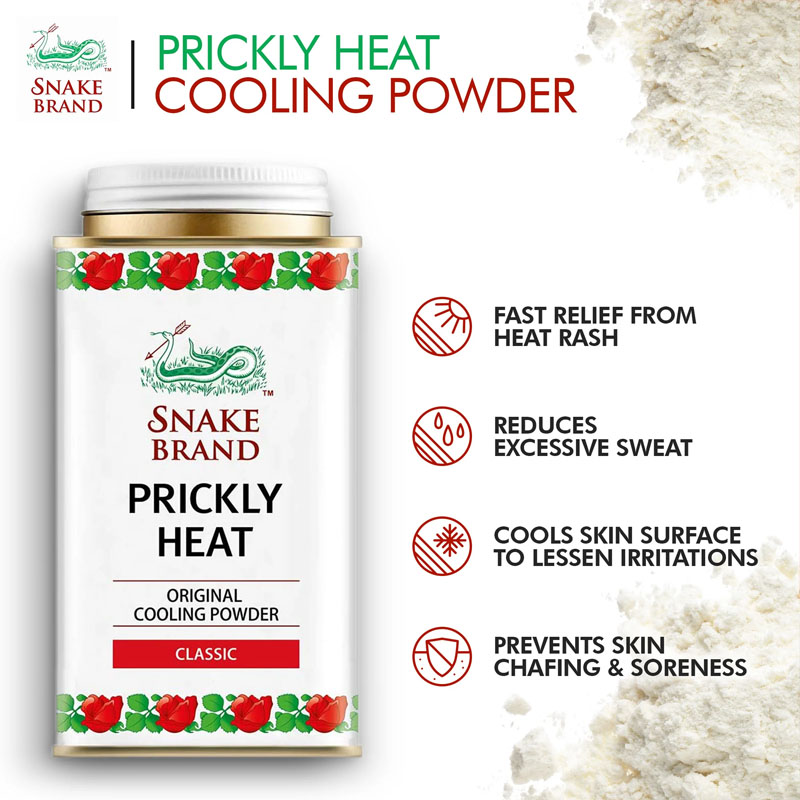 Prickly Heat Powder Snake Brand Classic Cooling Powder Talcum 150g ...
