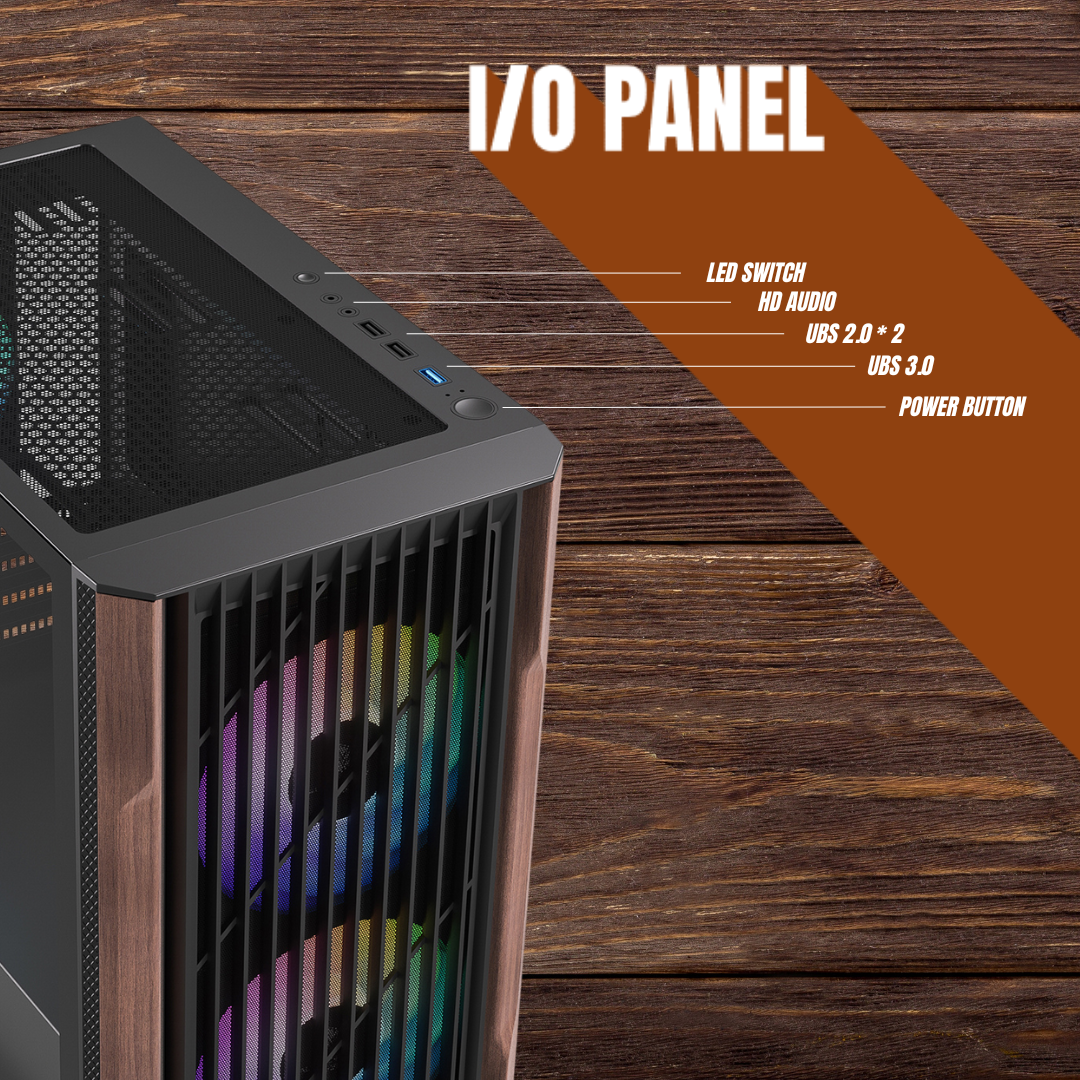 Invasion W-2000 Compact M-ATX Gaming Case with Natural Beech Wood Panel ...