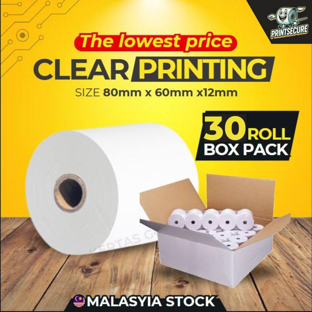 Thermal Paper 80MMx60MM (30 Roll/Box)Kertas Thermal/Thermal Receipt ...
