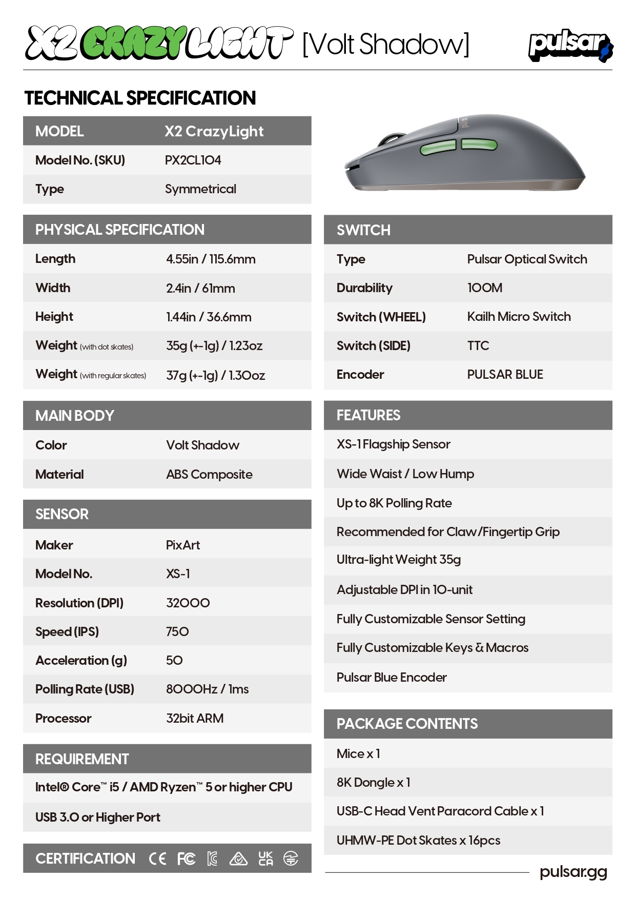 PULSAR X2 CRAZYLIGHT 2.4G WIRELESS GAMING MOUSE - VOLT SHADOW/ SUNSET ...