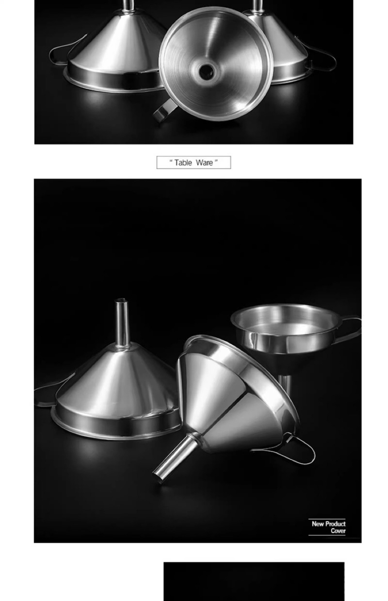 2” 3” 4” / 11CM 13CM 15CM Stainless Steel Filter Funnel Oil Liquid Fluid Filter Funnel Kitchen ...