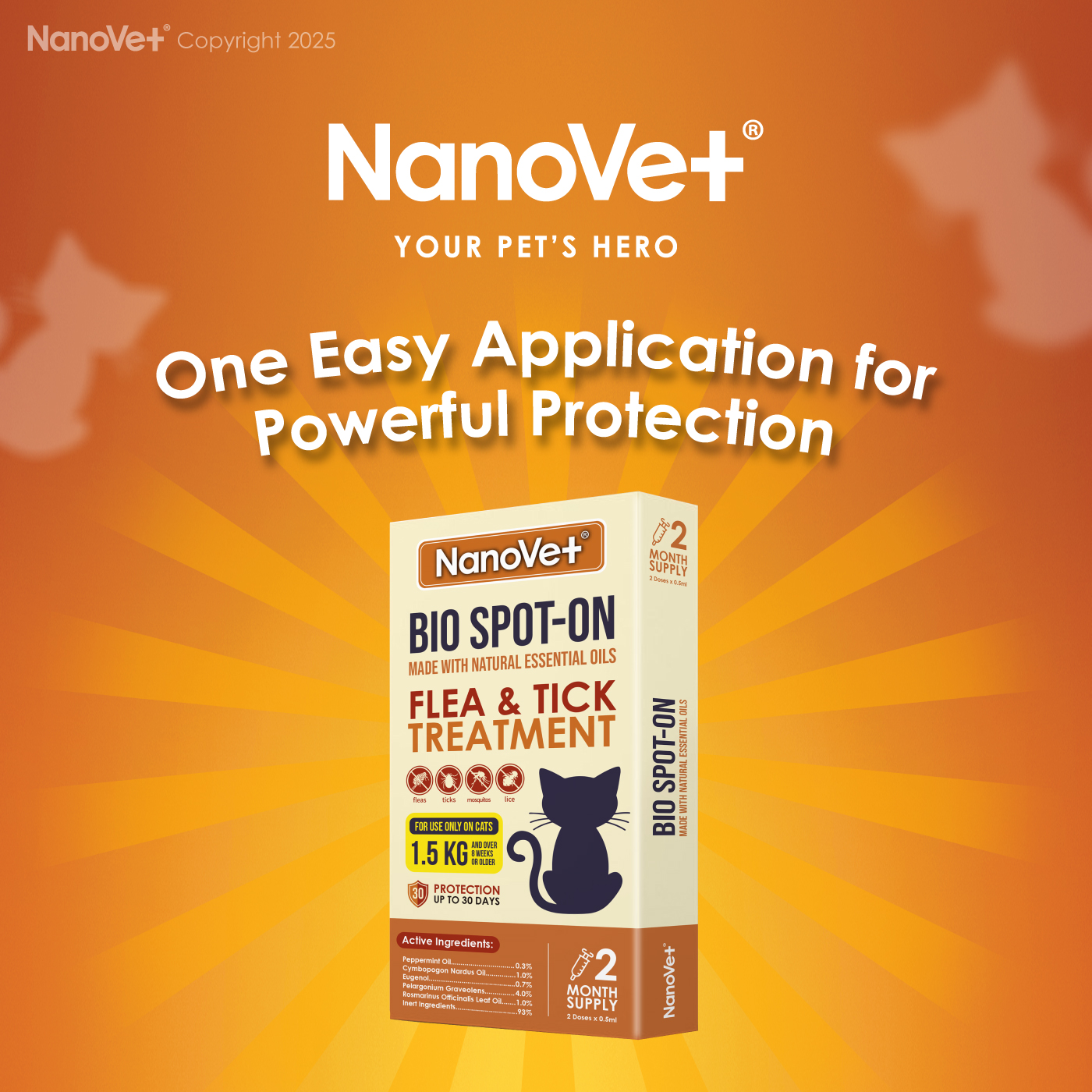 Nanovet® Bio Spot-On Flea and Tick Treatment For Cat | Shopee Malaysia