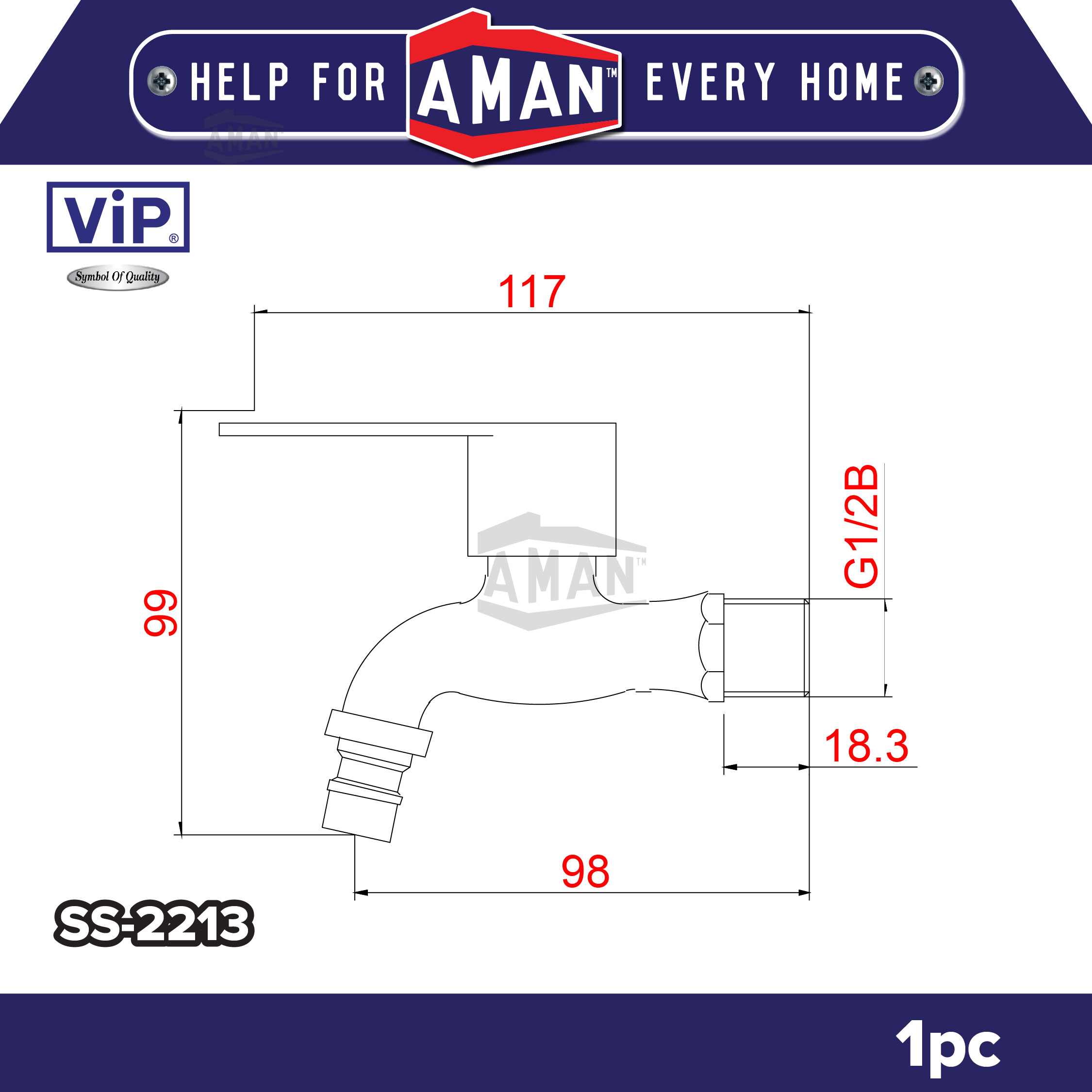 VIP SUS-304 Stainless Steel Wall Tap Water Tap Sink Tap Bibtap Faucet Paip Air 墙出白钢水龙头 SS-2213 ...