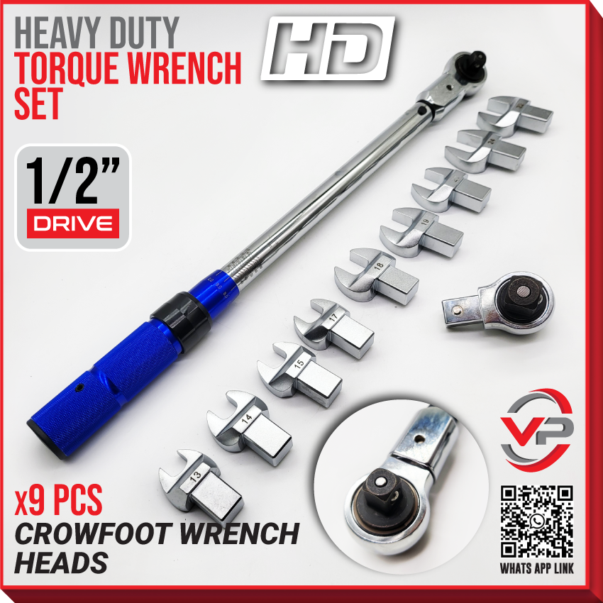 Heavy Duty Torque Wrench Kit Set 1/2” with Open-End Heads|10-220Nm ...