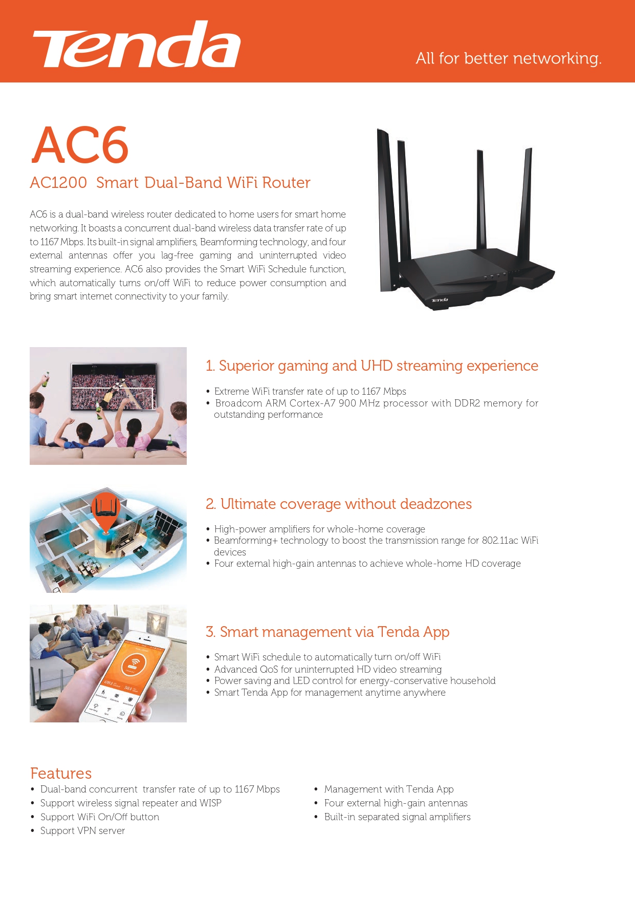 Tenda【TX2 PRO / RX2 Pro】 AX1500 WiFi-6 Ultra-High Speed Dual Band Gigabit Wireless Router ...