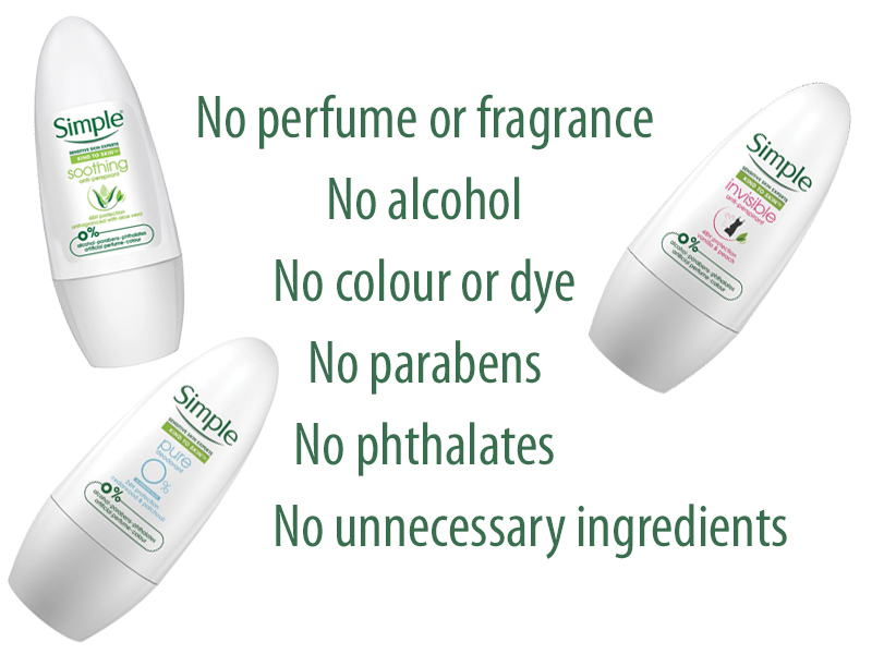 Simple (Soothing / Invisible / Pure) Anti-Perspirant Deodorant Roll-On ...