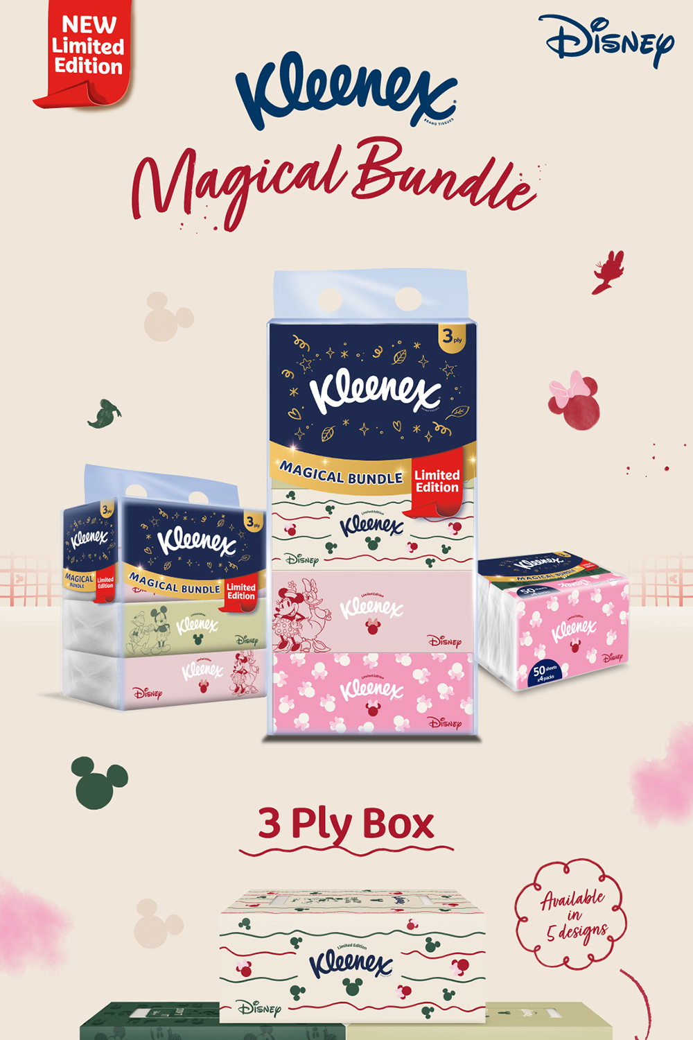 Kleenex Facial Tissue Travel Pack Limited Edition Disney- 3PLY (50 s x ...