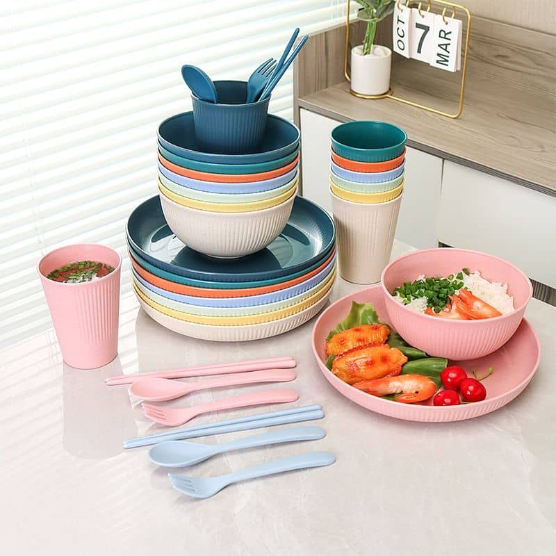 6 Pcs Wheat Straw Plate Set/Dinner Set/Pinggan Mangkuk Set/Pinggan ...