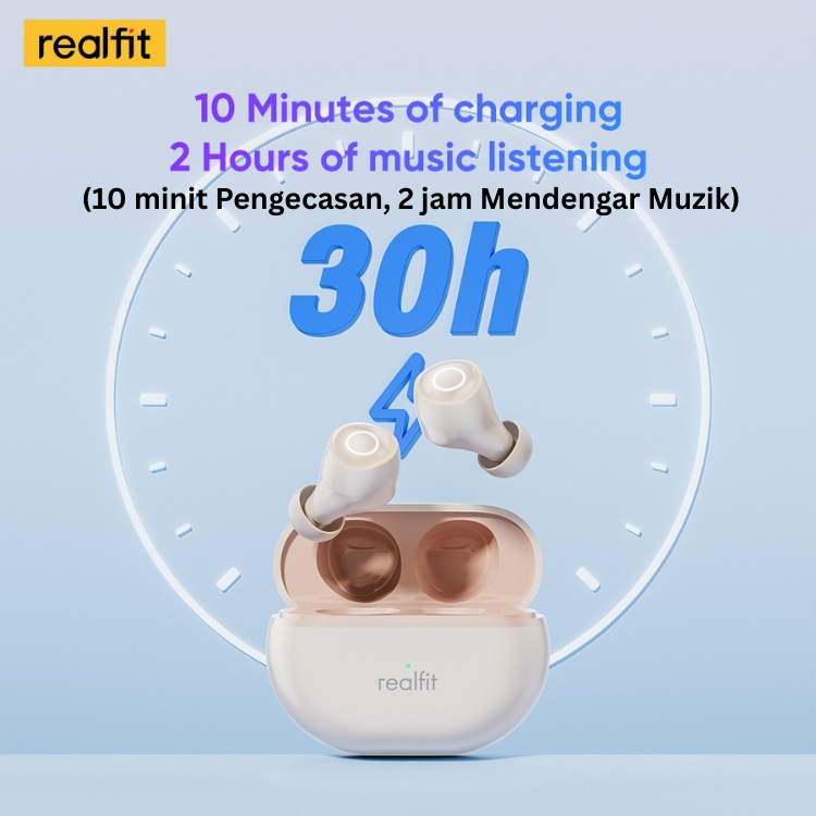 Realfit F4 Wireless Earphone Fon Telingar Bluetooth 38dB Noise ...